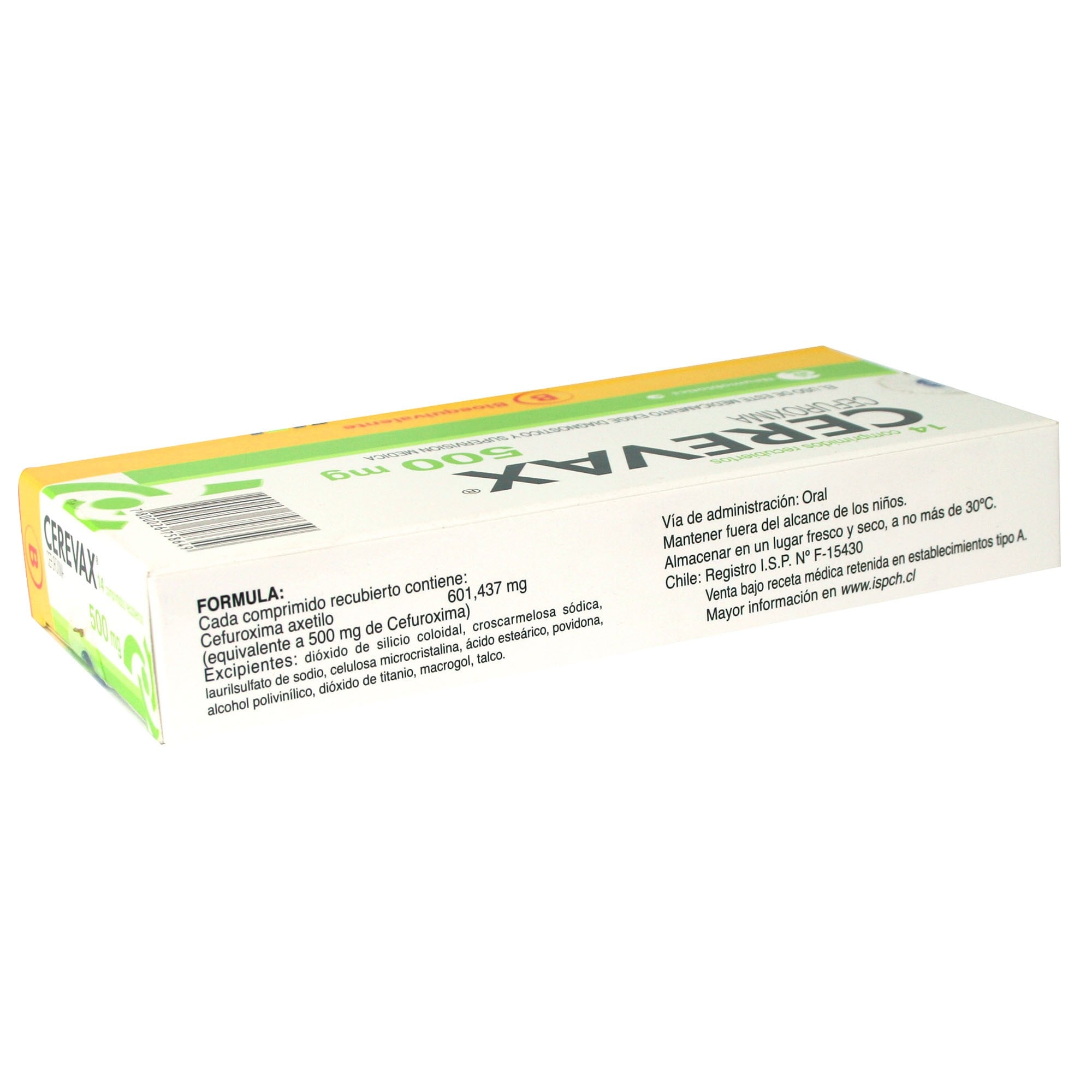Cerevax Cefuroximo 500 mg 14 Comprimidos Recubierto | Cruz Verde