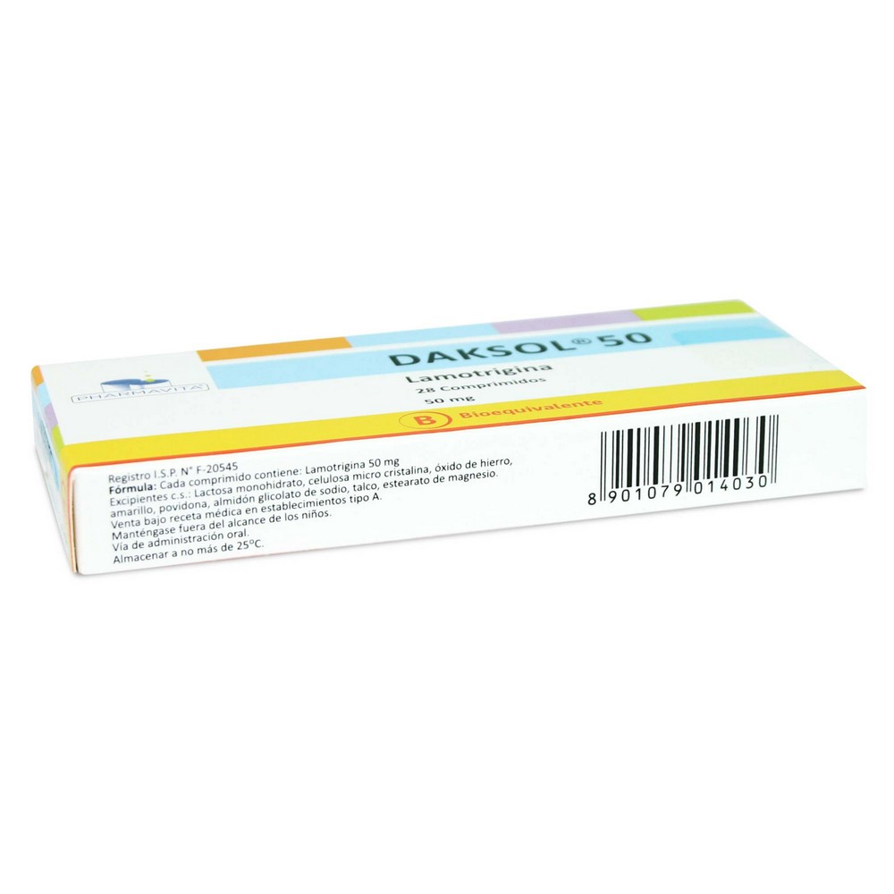 Daksol 50 Lamotrigina 50 mg 28 Comprimidos | Cruz Verde