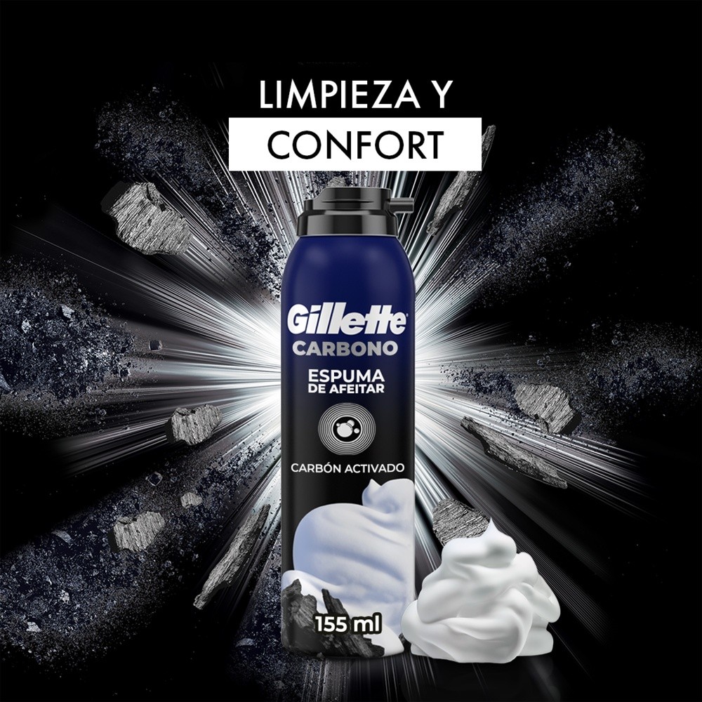 Espuma de Afeitar Carbono con Carbón Activado 155ml | Cruz Verde