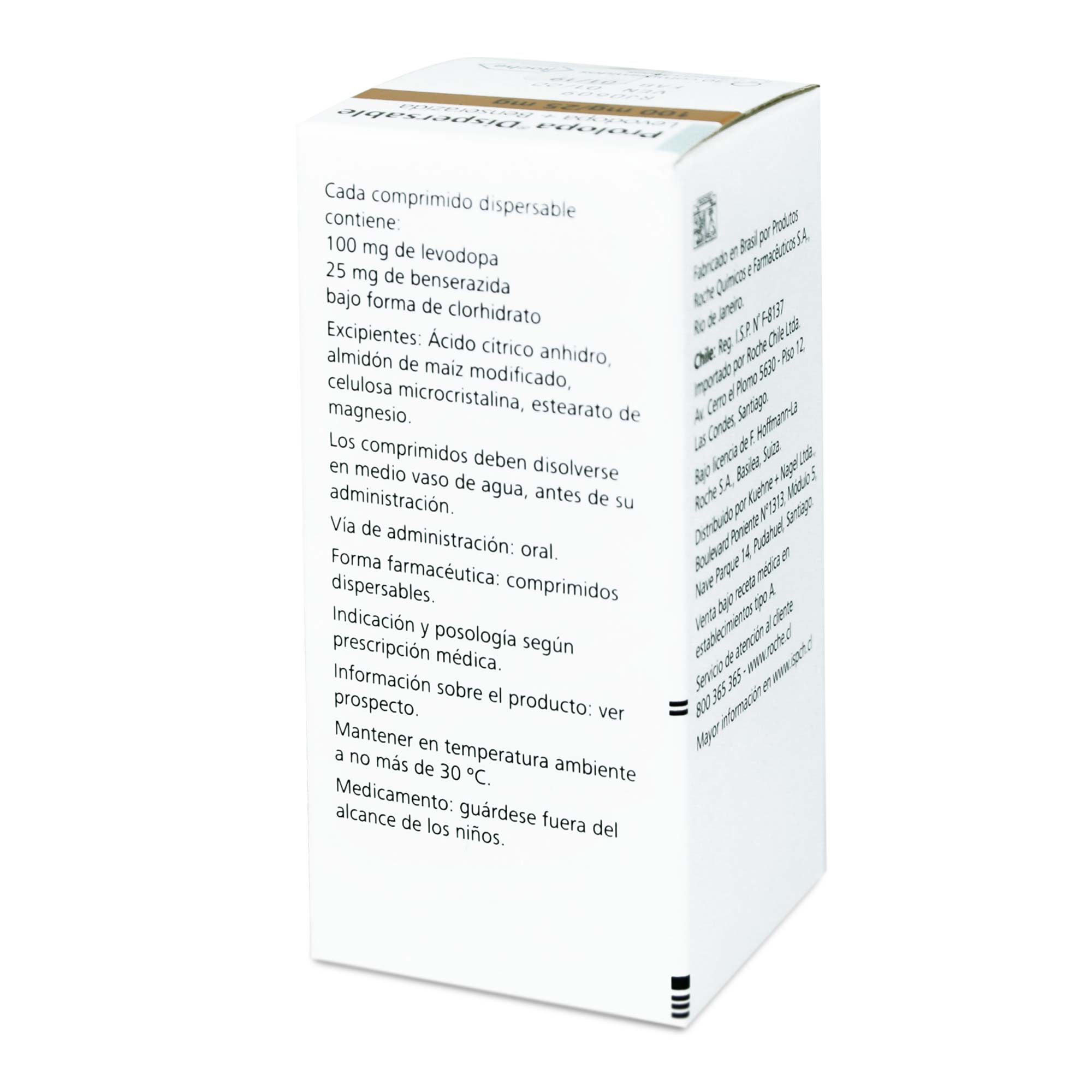 Prolopa Dispersable Levodopa 100 mg 30 Comprimidos | Cruz Verde