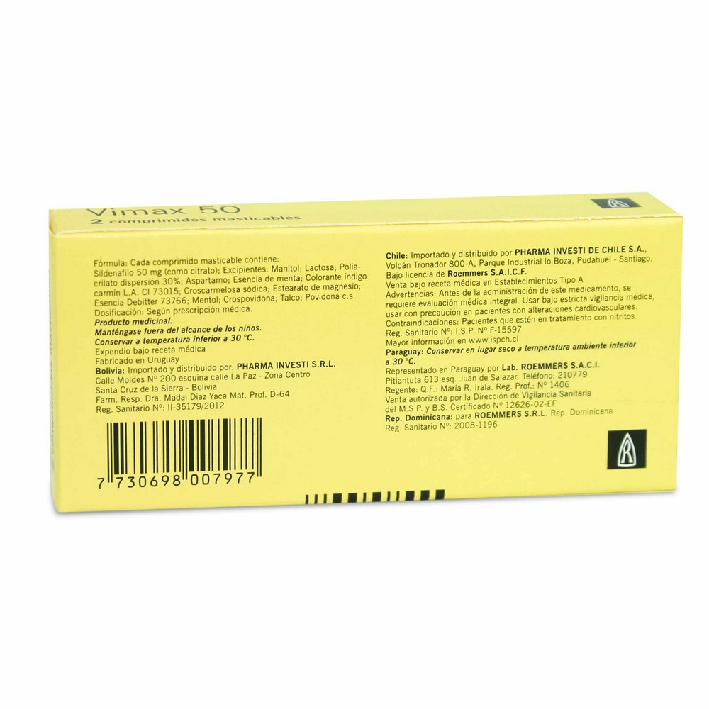 Vimax 50 Sildenafil 50 mg 2 Comprimidos | Cruz Verde