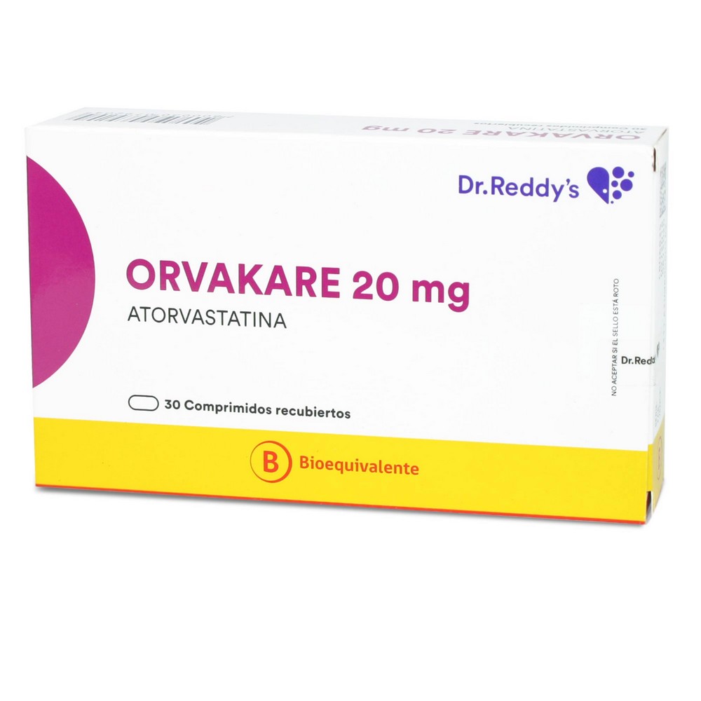 Orvakare Atorvastatina 20 mg 30 Comprimidos Recubiertos | Cruz Verde