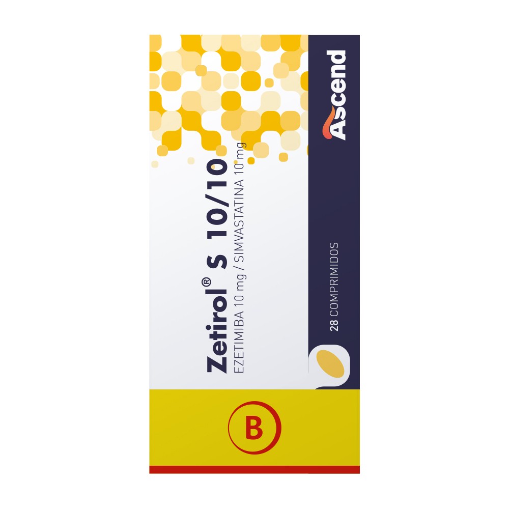 Zetirol S 10/10 Ezetimiba 10 mg Simvastatina 10 mg 28 Comprimidos ...