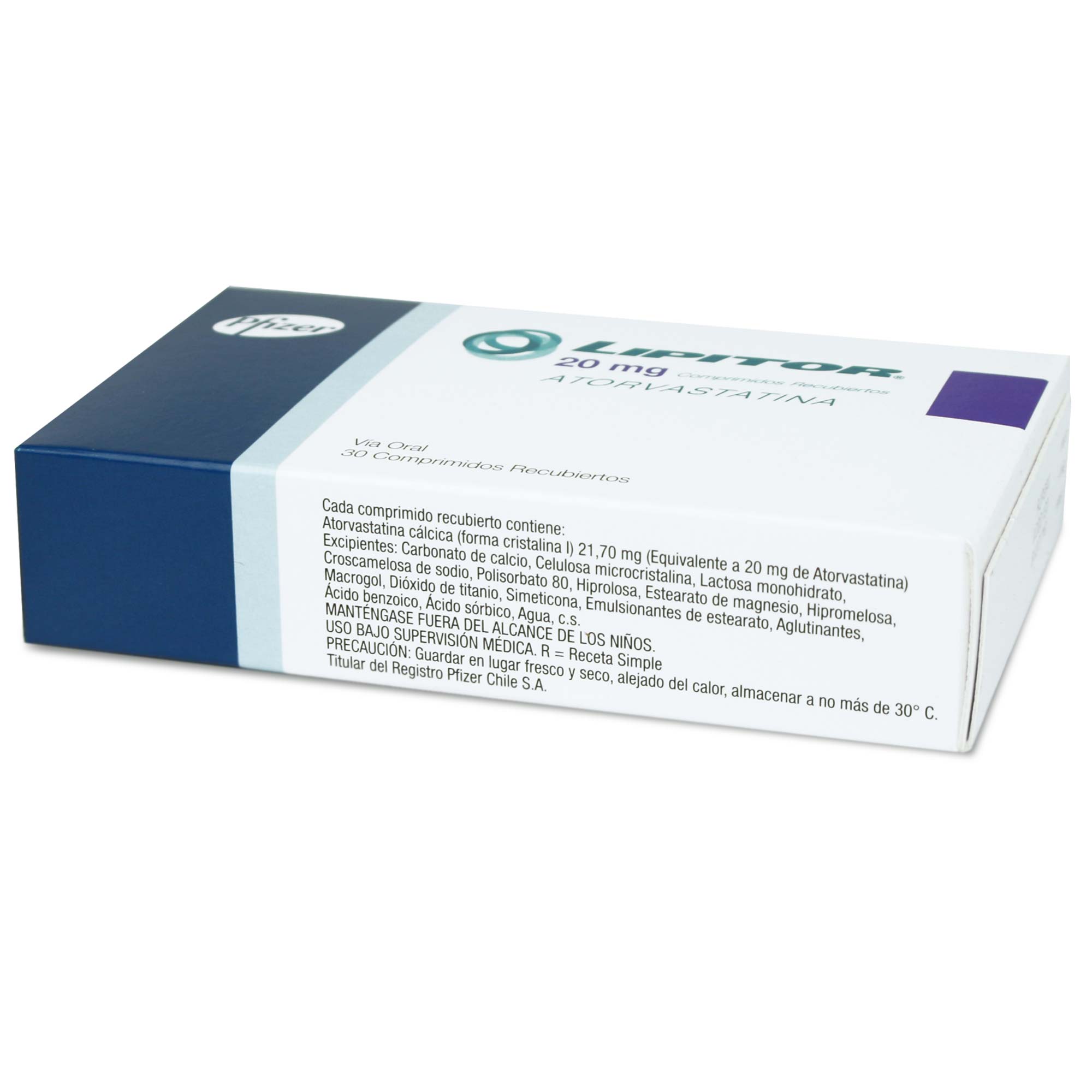 Lipitor Atorvastatina 20 mg 30 Comprimidos Recubiertos | Cruz Verde