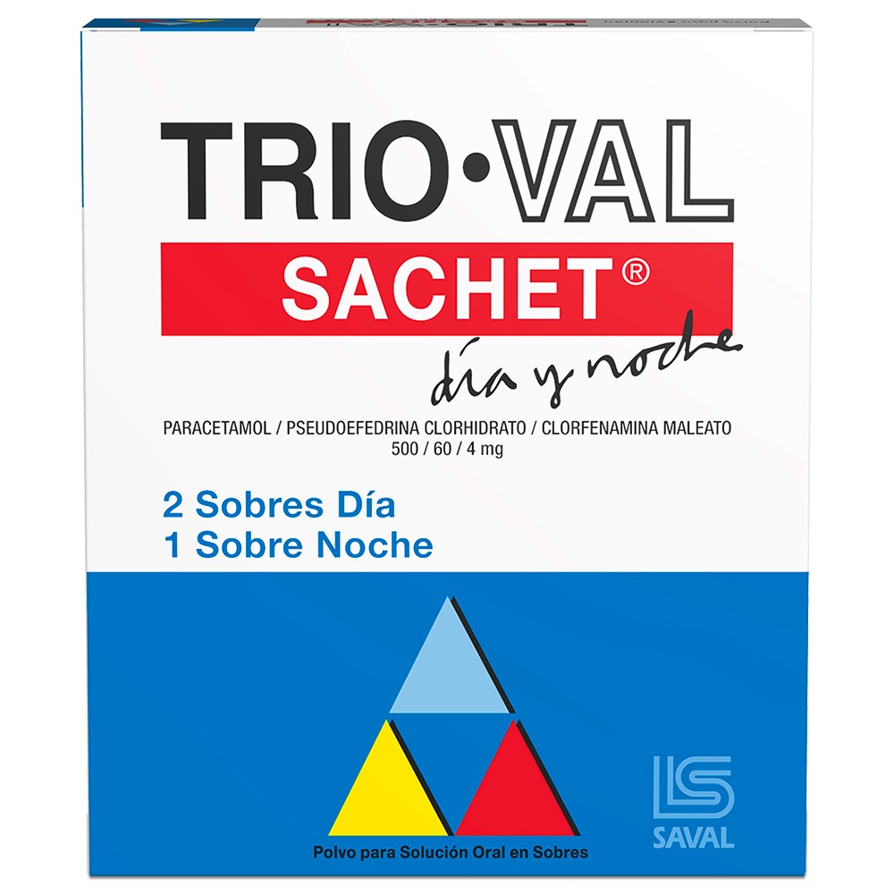 Trio Val Sachet Paracetamol 500 mg Pseudoefedrina Clorhidrato 60 mg ...