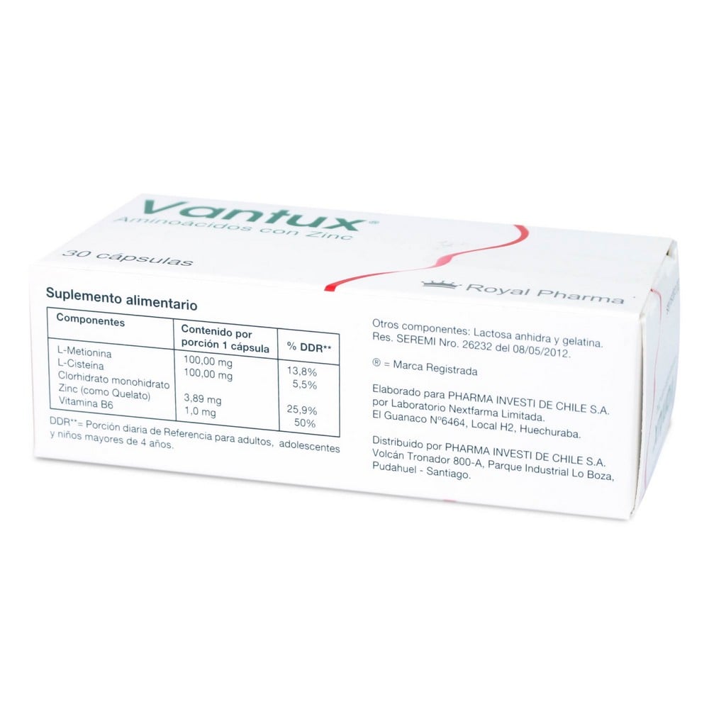 Vantux Sulfato Zn 3 mg 30 Cápsulas | Cruz Verde
