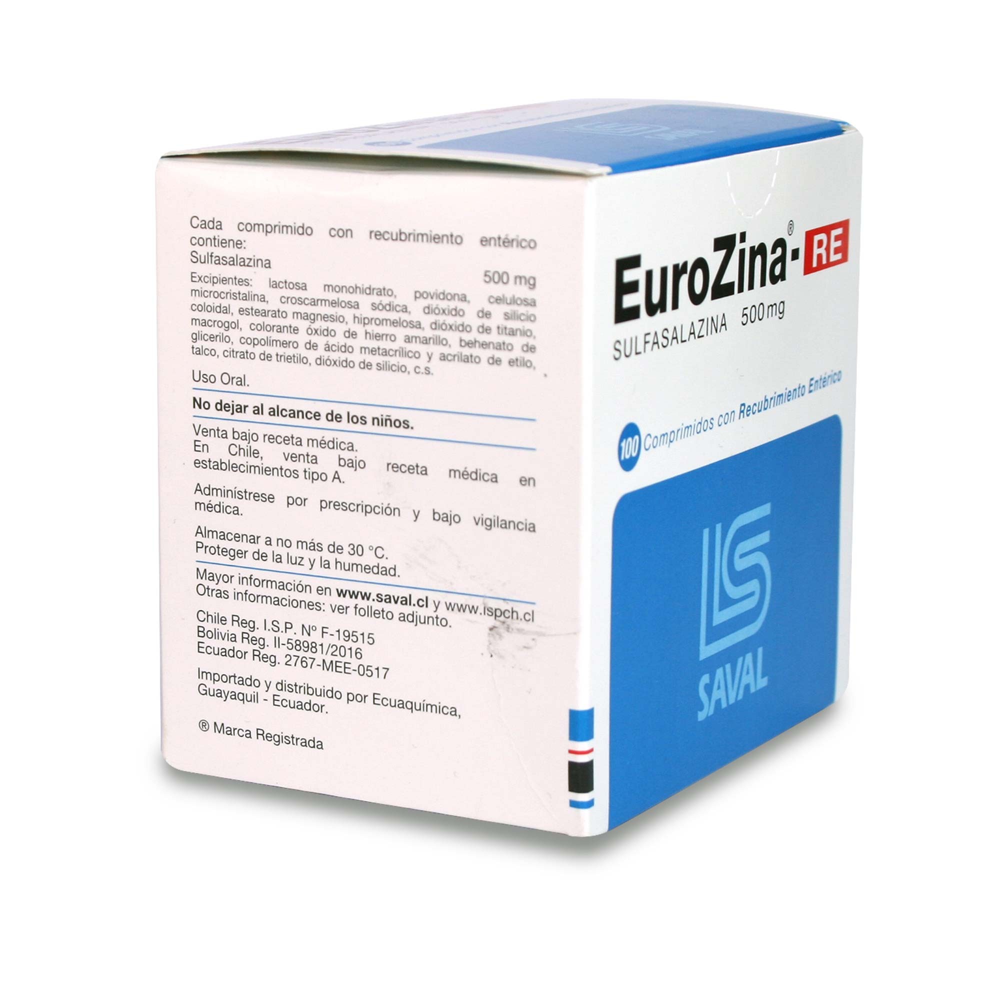 Eurozina-Re Sulfasalazina 500 mg 100 Comprimidos | Cruz Verde