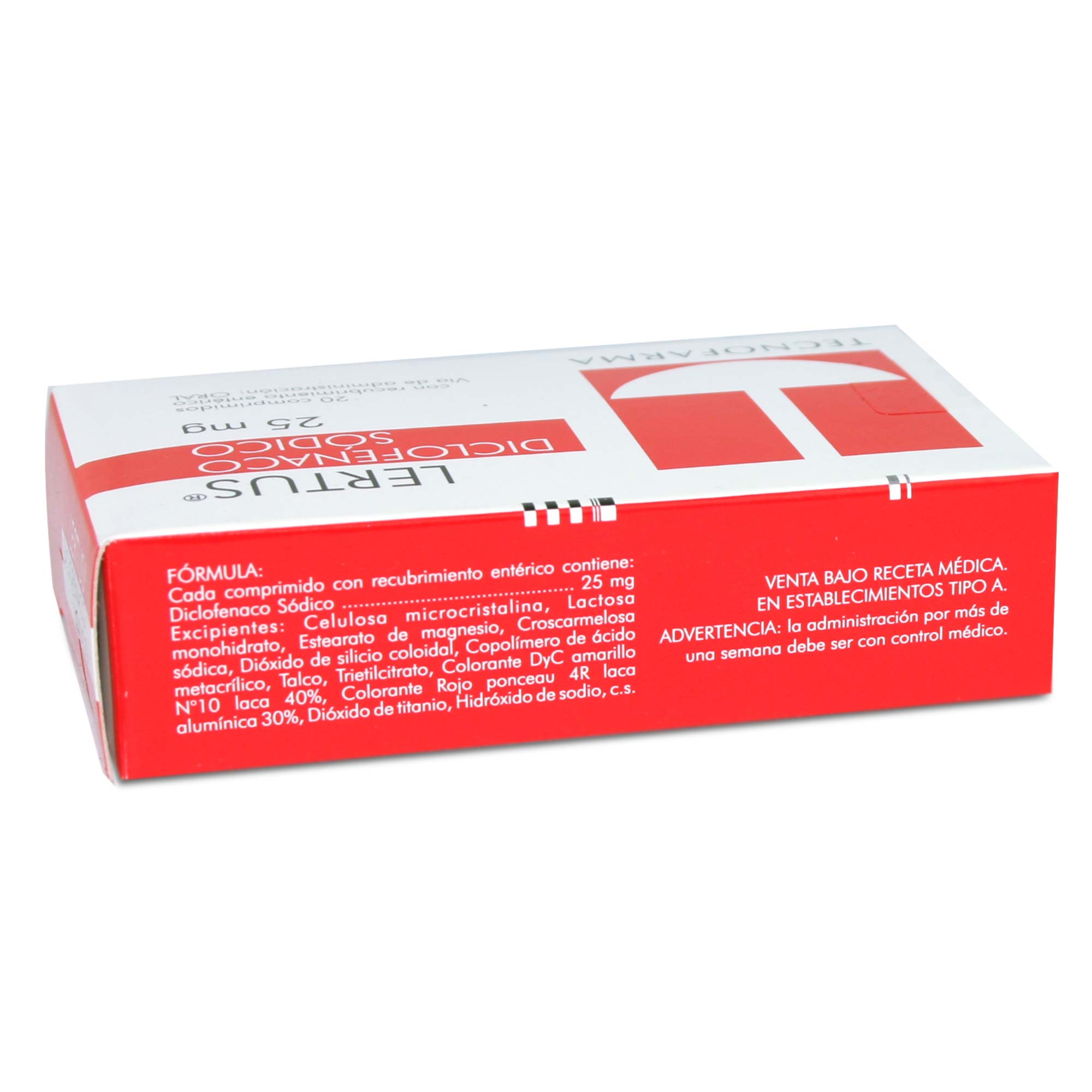 Lertus Diclofenaco Sodico 25 mg 20 Comprimidos | Cruz Verde