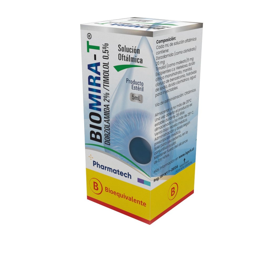 Biomira-T Dorzolamida 2% / Timolol 0,5% Solucion Oftalmica 5 ml | Cruz ...