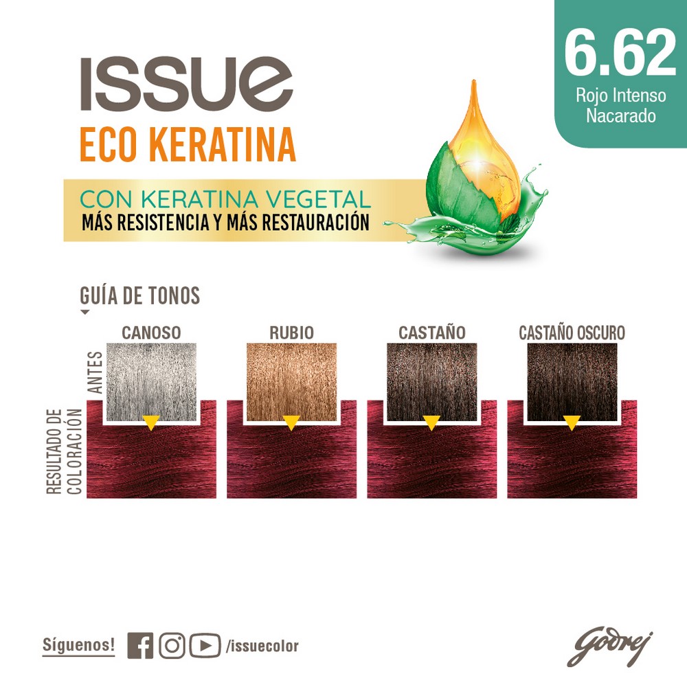Eco Keratina Kit De Coloración En Crema Tono 6.62 Rojo Intenso Nacarado ...