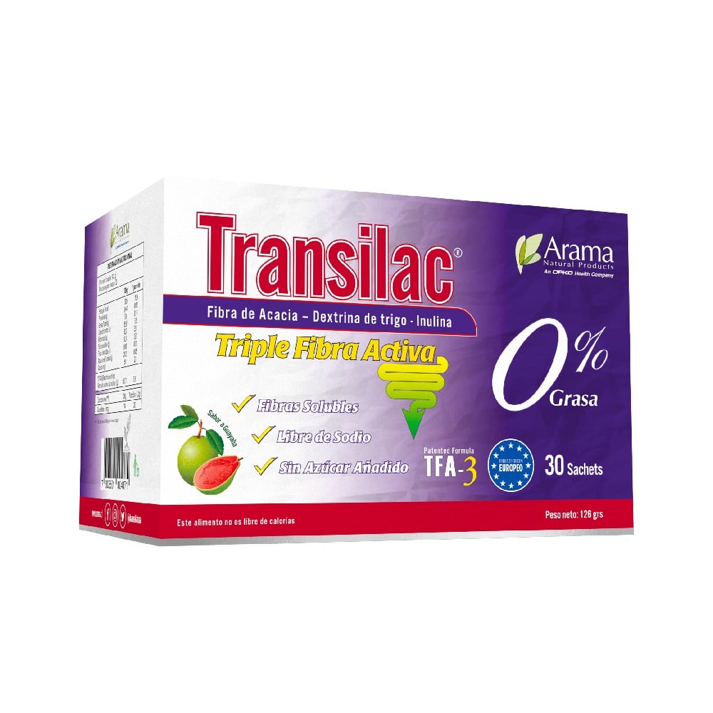 Transilac Triple Fibra Activa Sabor Guayaba 30 Sachets | Cruz Verde