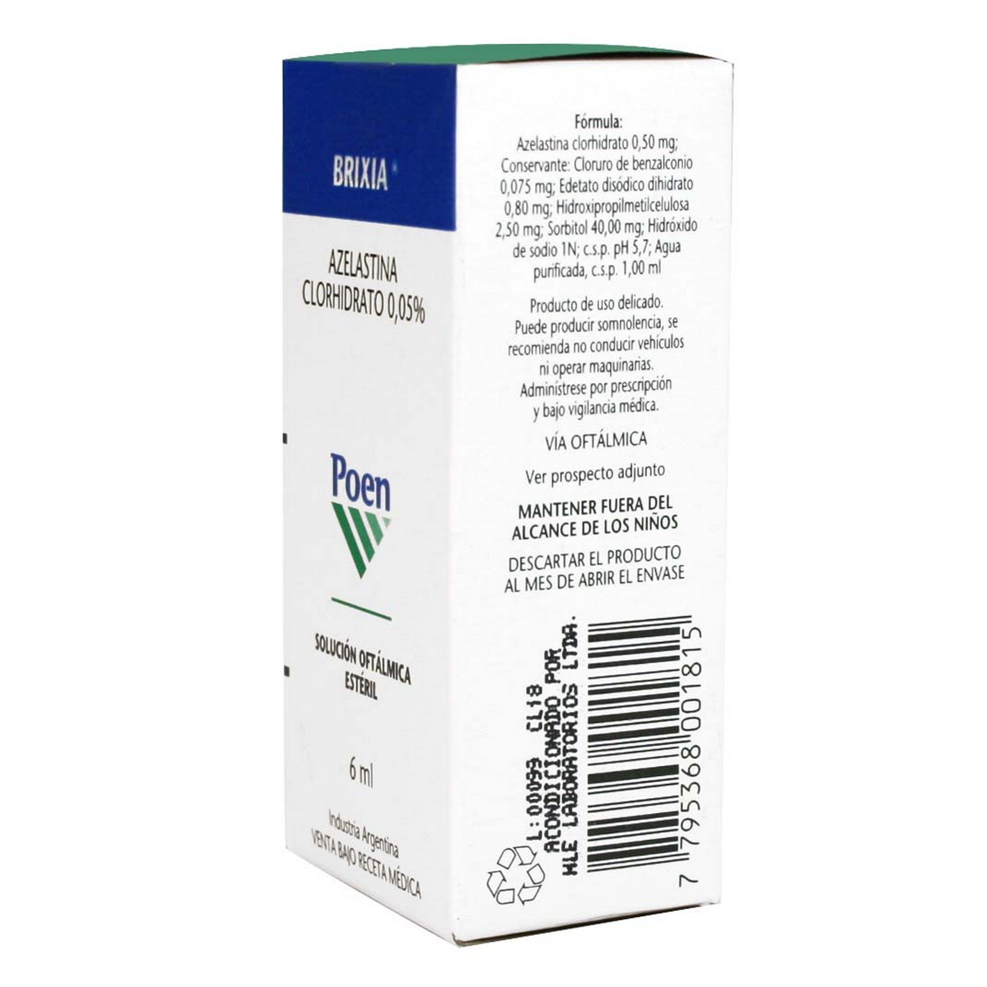 Brixia Azelastina 0,05% Solución Oftalmica 6 mL | Cruz Verde