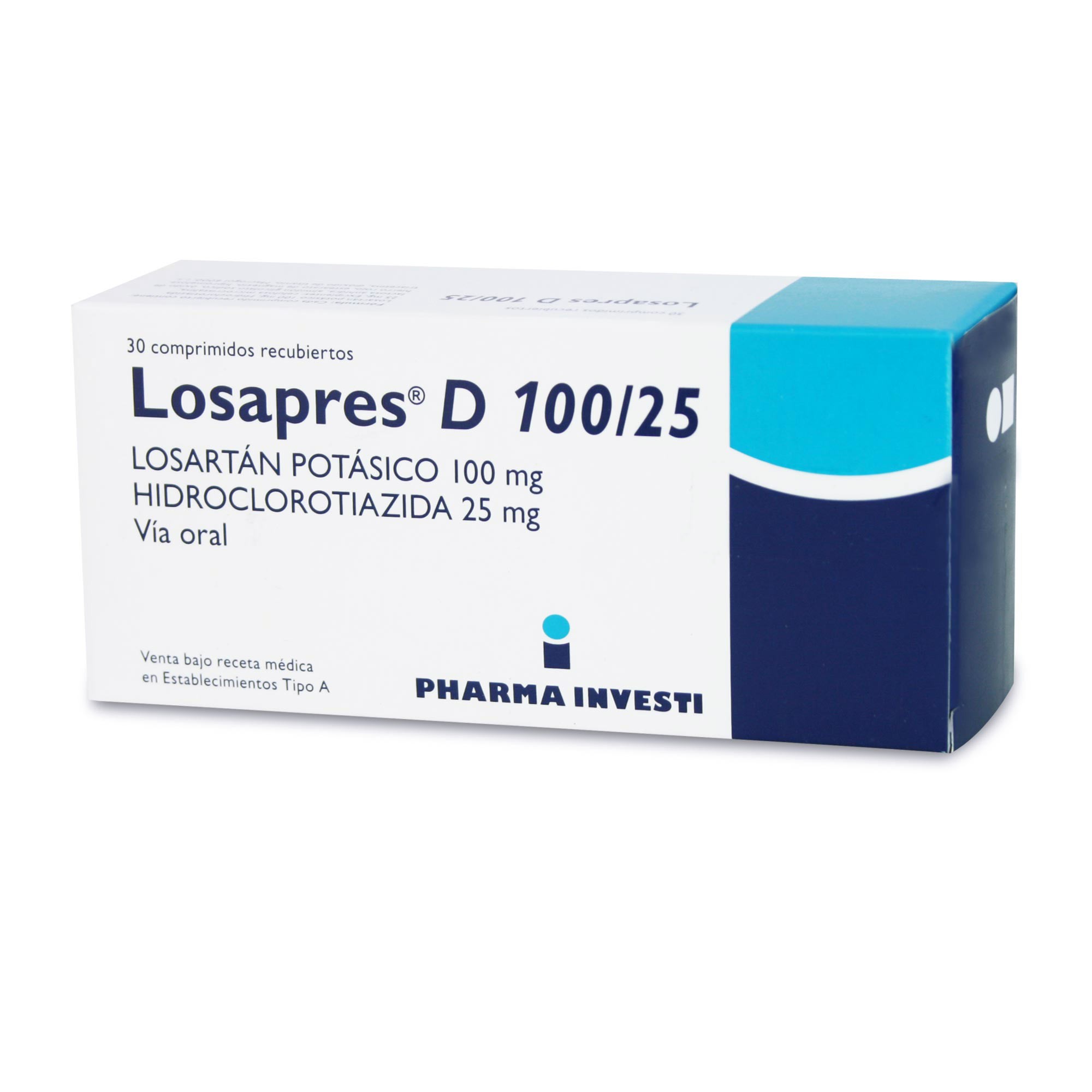 Losapres-D 100/25 Losartan 100 mg 30 Comprimidos Recubierto | Cruz Verde