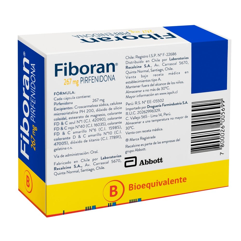 Fiboran Adulto Pirfenidona 267 mg 30 Cápsulas | Cruz Verde