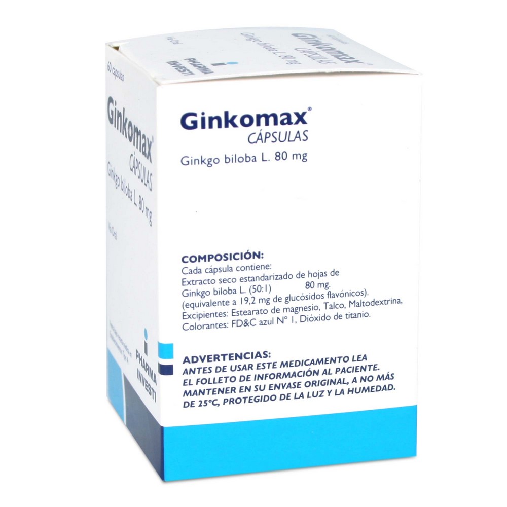 Ginkomax Ginkgo Biloba 80 mg 60 Cápsulas | Cruz Verde