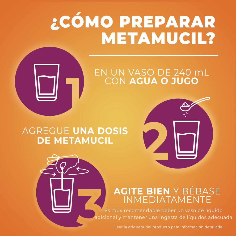 Metamucil Fibra Natural Soluble Sabor Naranja 425 gr | Cruz Verde