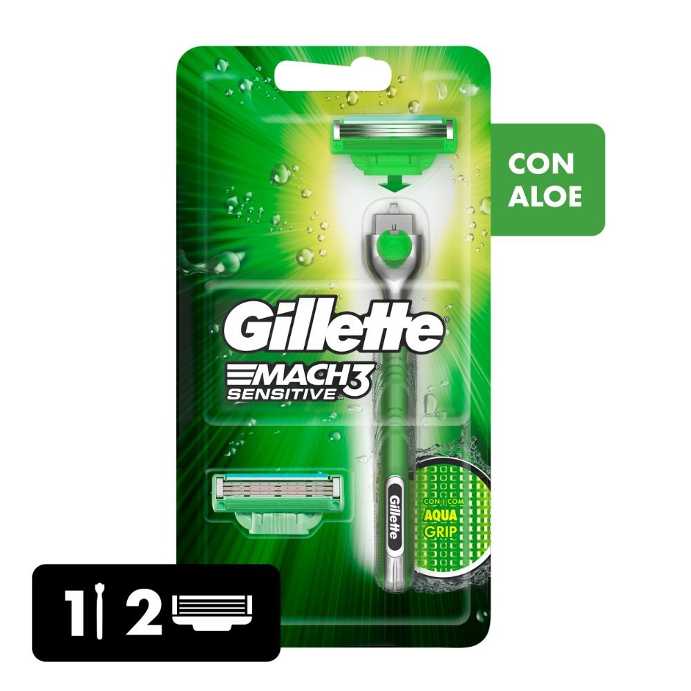 Mach 3 Sensitive Maquina de Afeitar Recargable con Acqua Grip +Repuesto ...