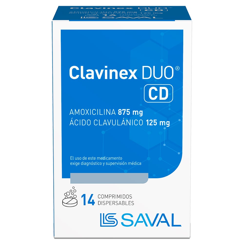Clavinex Duo CD Amoxicilina 875 mg 14 Comprimidos | Cruz Verde