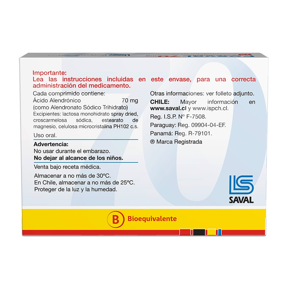 Fosval Alendronato 70 mg 12 Comprimidos | Cruz Verde