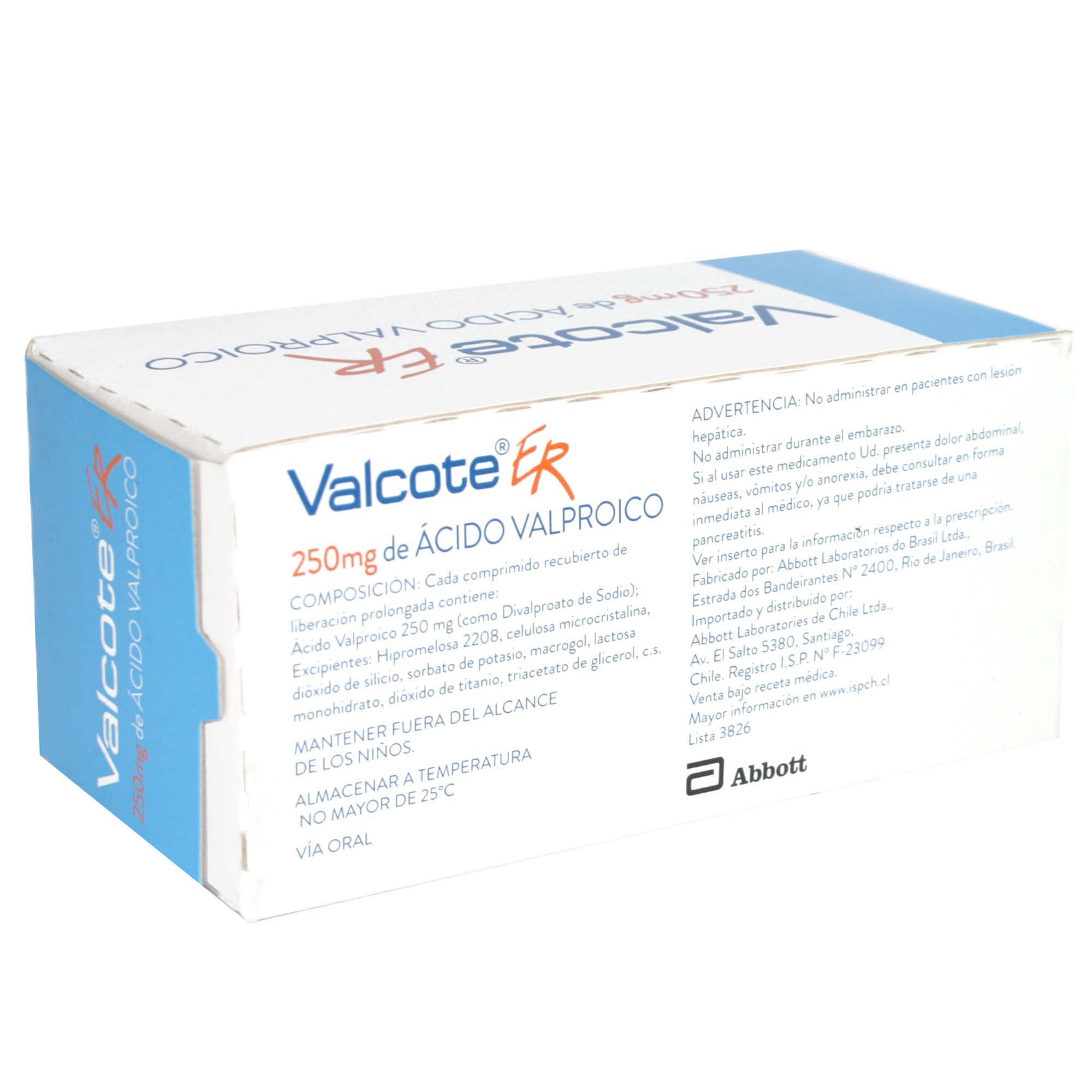 Valcote-ER Acido Valproico 250 mg Comprimidos Liberacion Prolongada ...