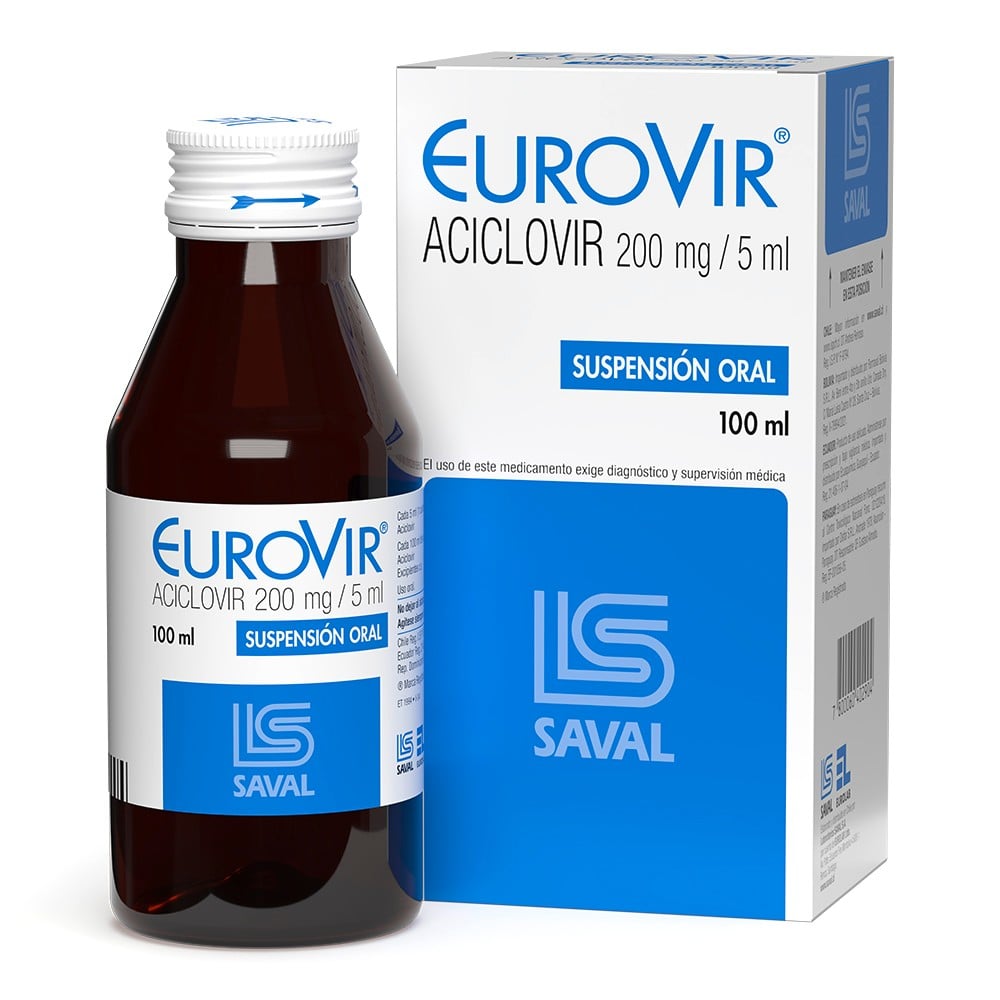 Eurovir Aciclovir 200 mg/5ml Suspensión 100 mL | Cruz Verde
