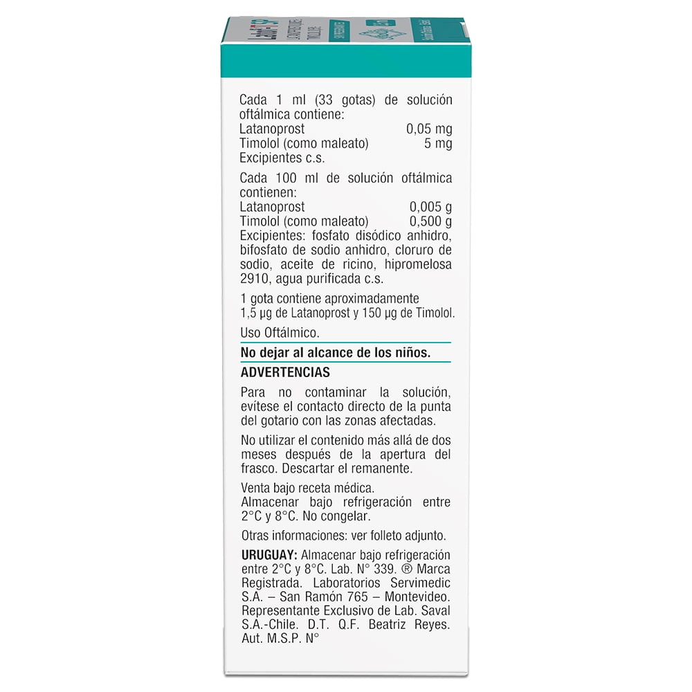 Latof-T SP Latanoprost 0,005% Timolol 0,5% Solución Oftálmica 2,5 mL ...