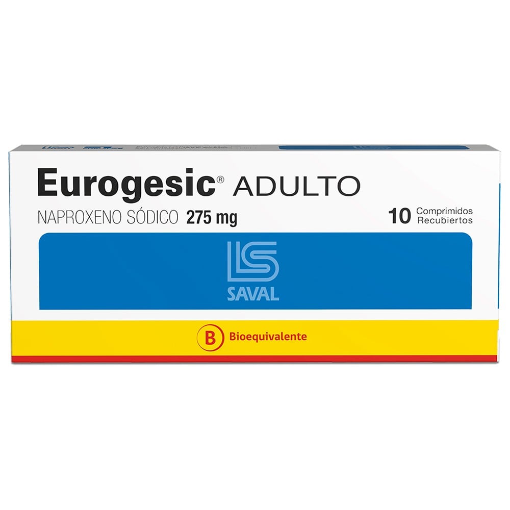 Eurogesic Adulto Naproxeno 275 mg 10 Comprimidos | Cruz Verde