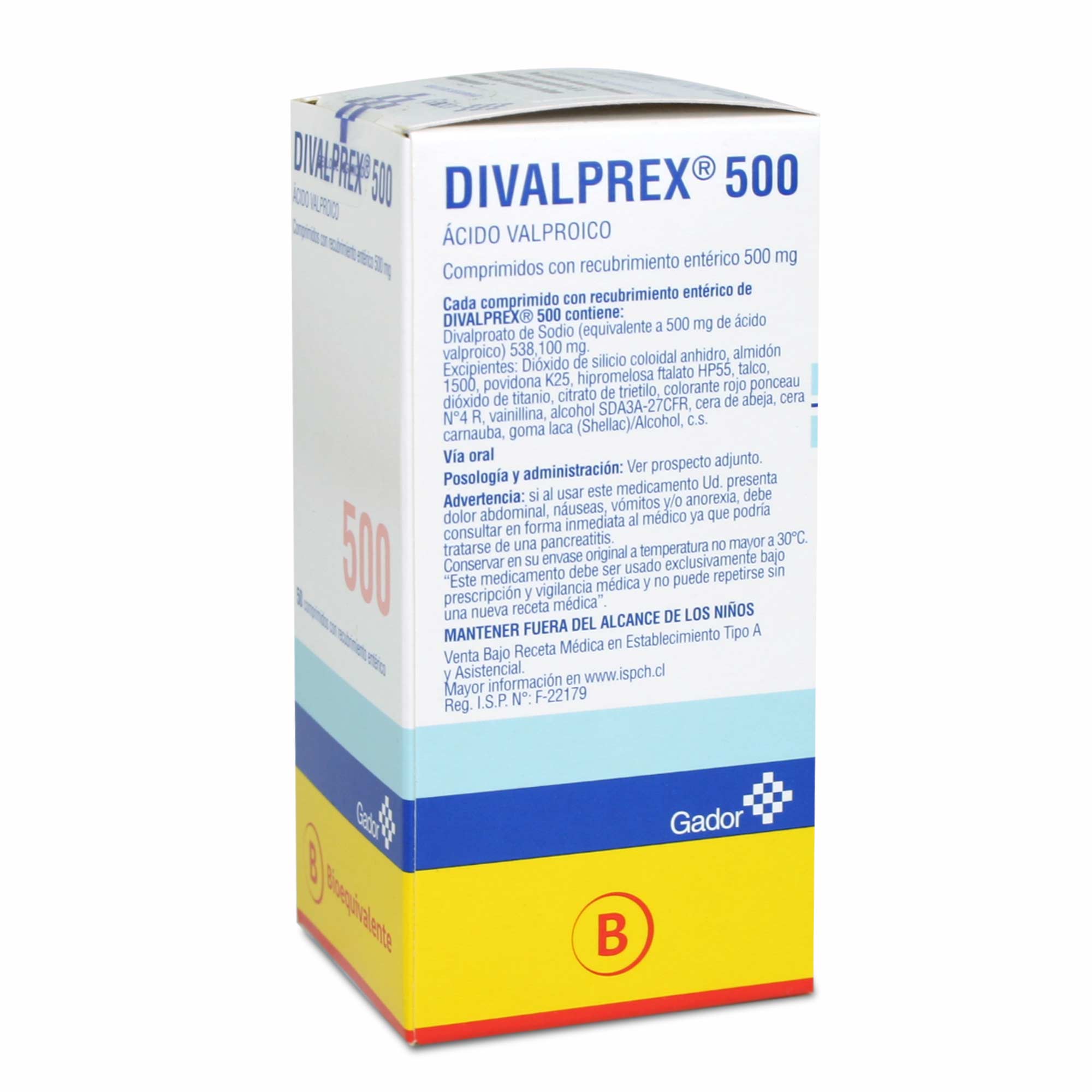 Divalprex 500 Ácido Valproico 500 mg 50 Comprimidos | Cruz Verde
