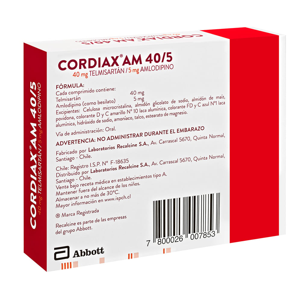 Cordiax AM (40 / 5 mg) 40 Comprimidos | Cruz Verde