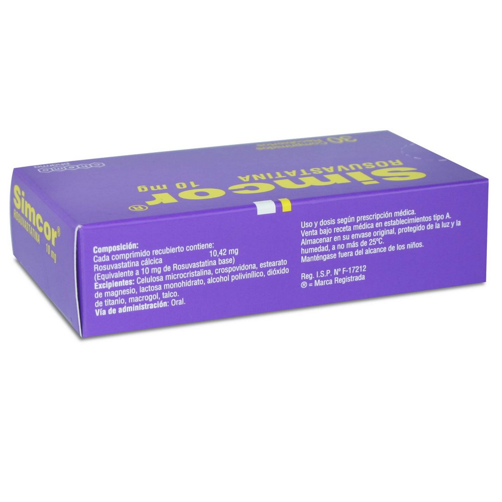 Simcor Rosuvastatina 10 mg 30 Comprimidos Recubiertos | Cruz Verde