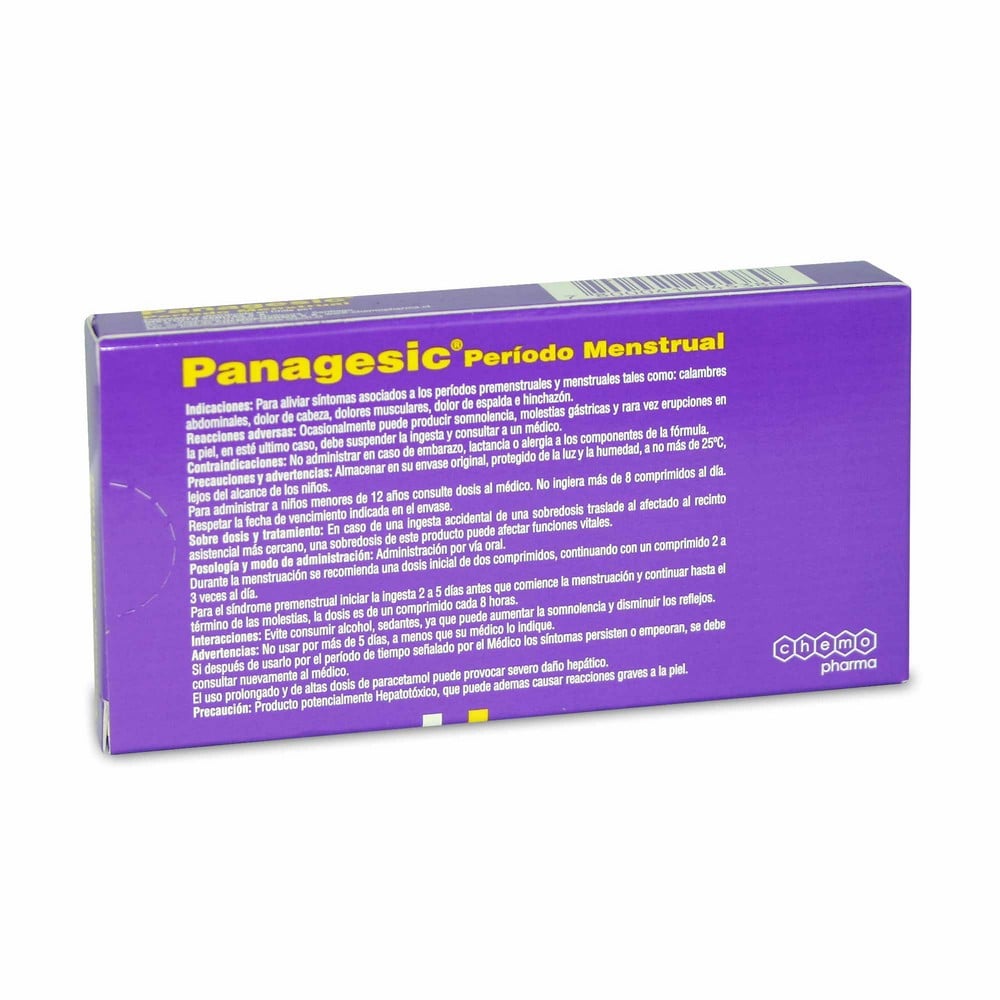 Panagesic Periodo Menstrual Pamabrom 25 mg 10 Comprimidos | Cruz Verde