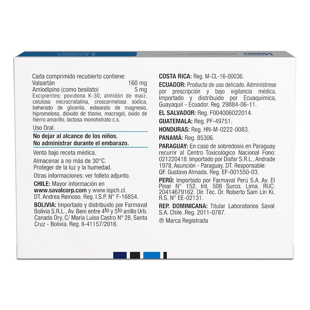 Valaxam Valsartan 160 mg 30 Comprimidos Recubierto | Cruz Verde