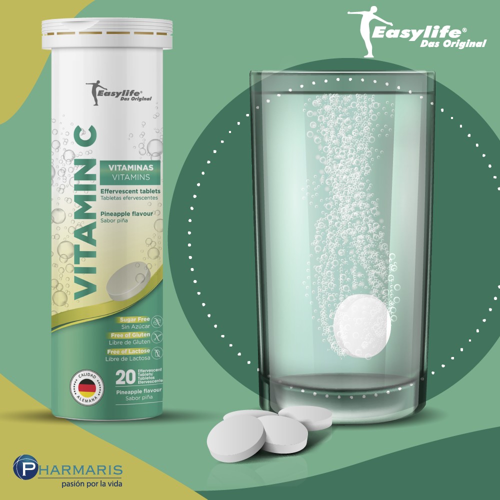 Vitamin C Sabor Piña 1000 mg 20 Tabletas Efervescentes | Cruz Verde