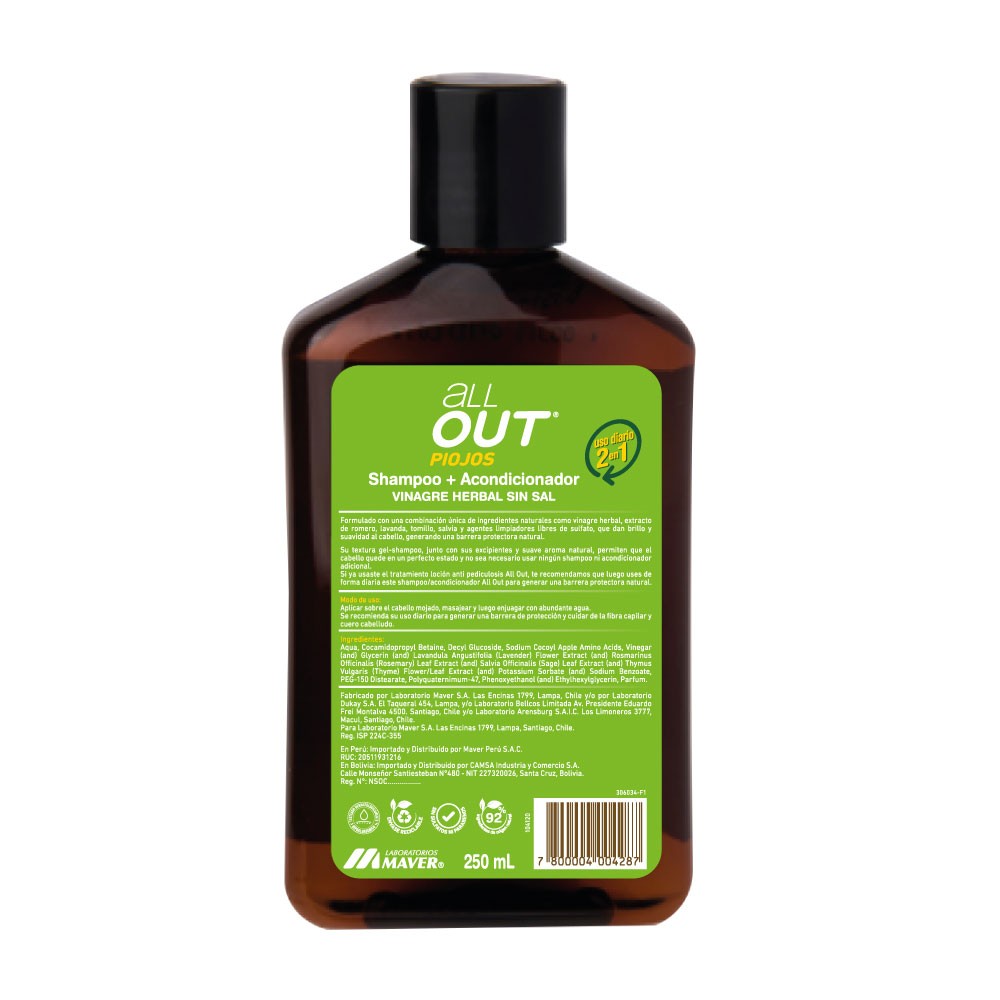 All Out Shampoo + Acondicionador Herbal 250mL | Cruz Verde