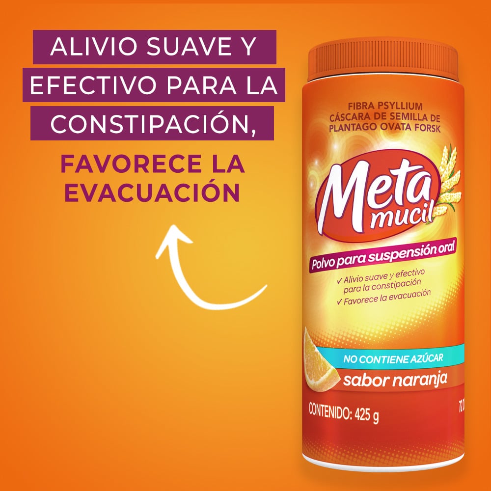 Metamucil Fibra Natural Soluble Sabor Naranja 425 gr | Cruz Verde