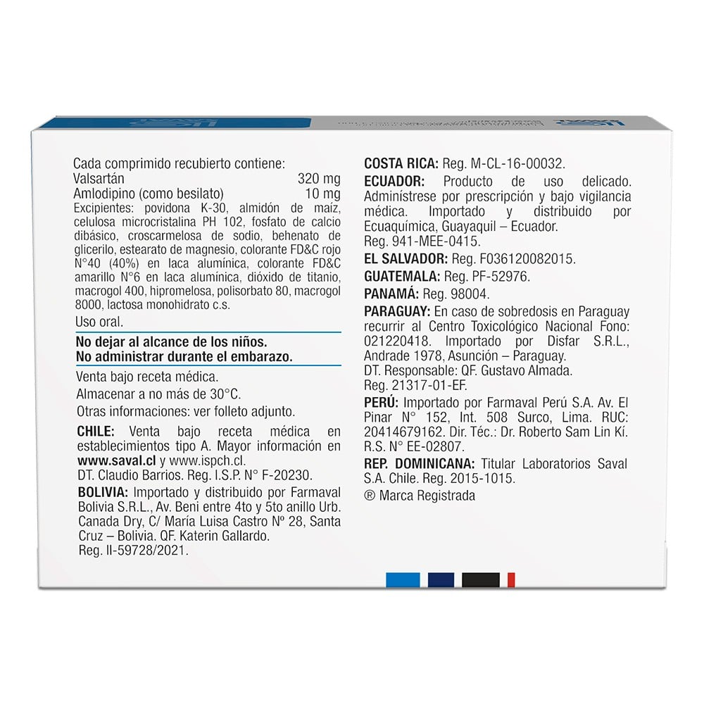 Valaxam 320/10 Valsartan 320 mg 30 Comprimidos Recubiertos | Cruz Verde