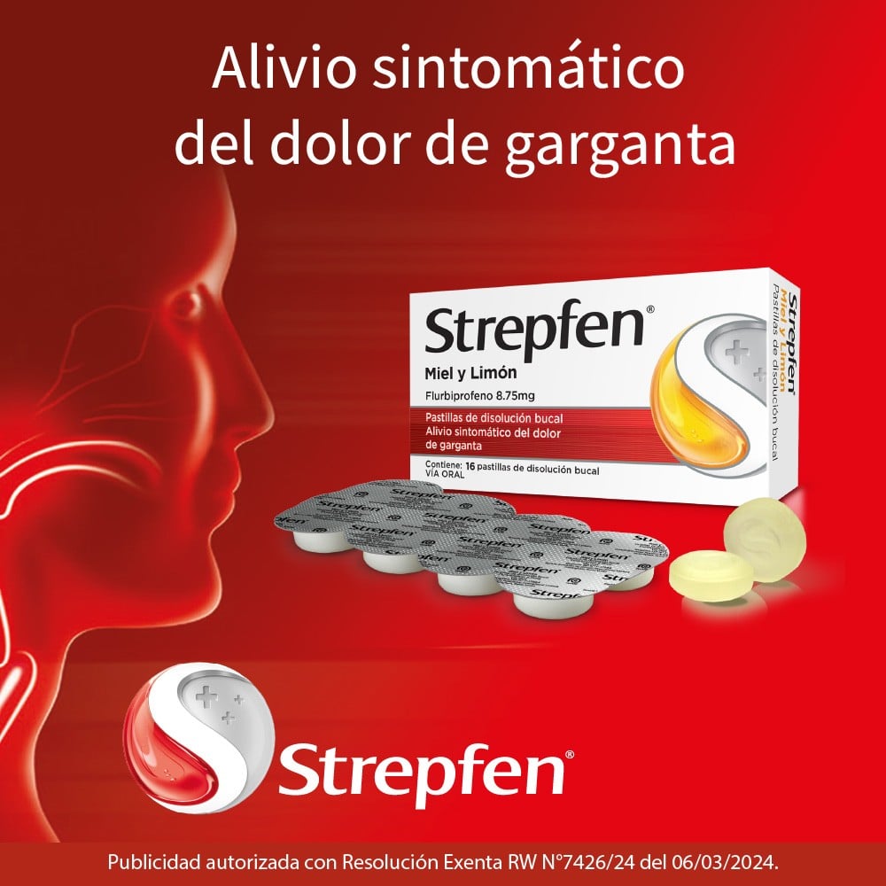 Strepfen Pastilla Disolución Bucal Flurbiprofeno 8,75 mg Miel y Limón ...