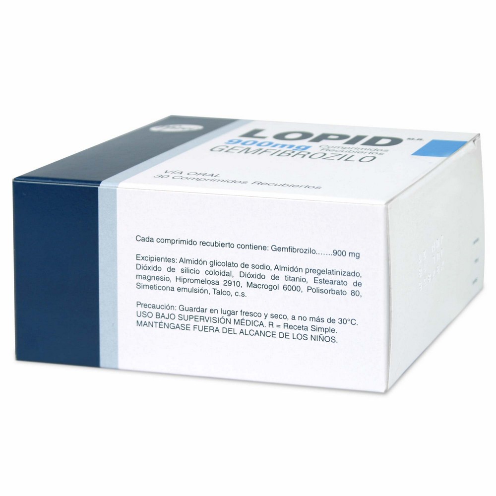 Lopid Gemfibrozilo 900 mg 30 Comprimidos | Cruz Verde