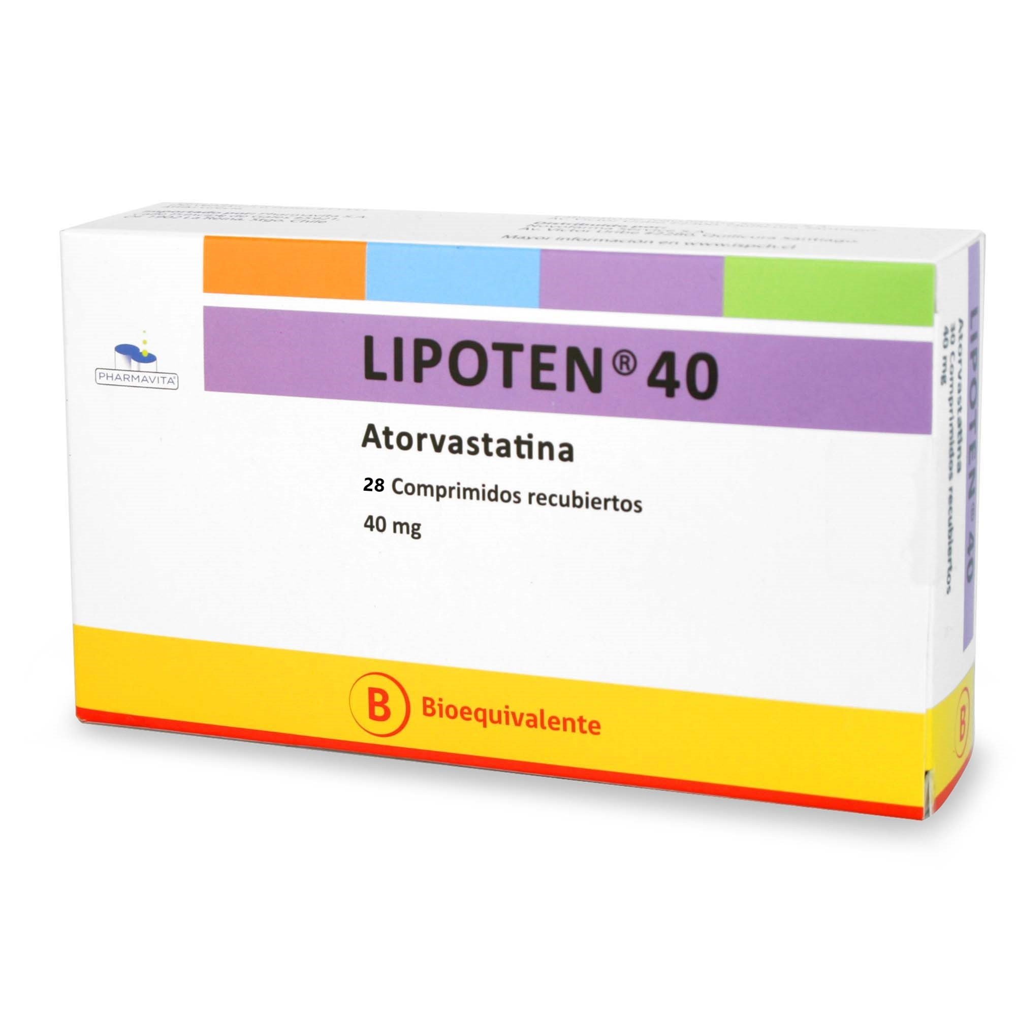 Lipoten Atorvastatina 40 mg 28 Comprimidos Recubiertos | Cruz Verde