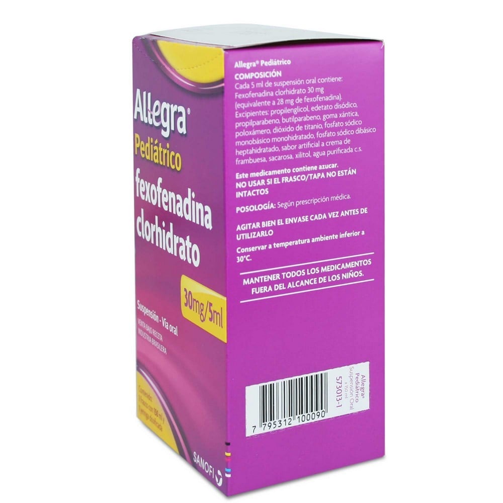 Allegra Pediátrico Fexofenadina 30 mg / 5 mL Suspensión Oral 150 mL ...