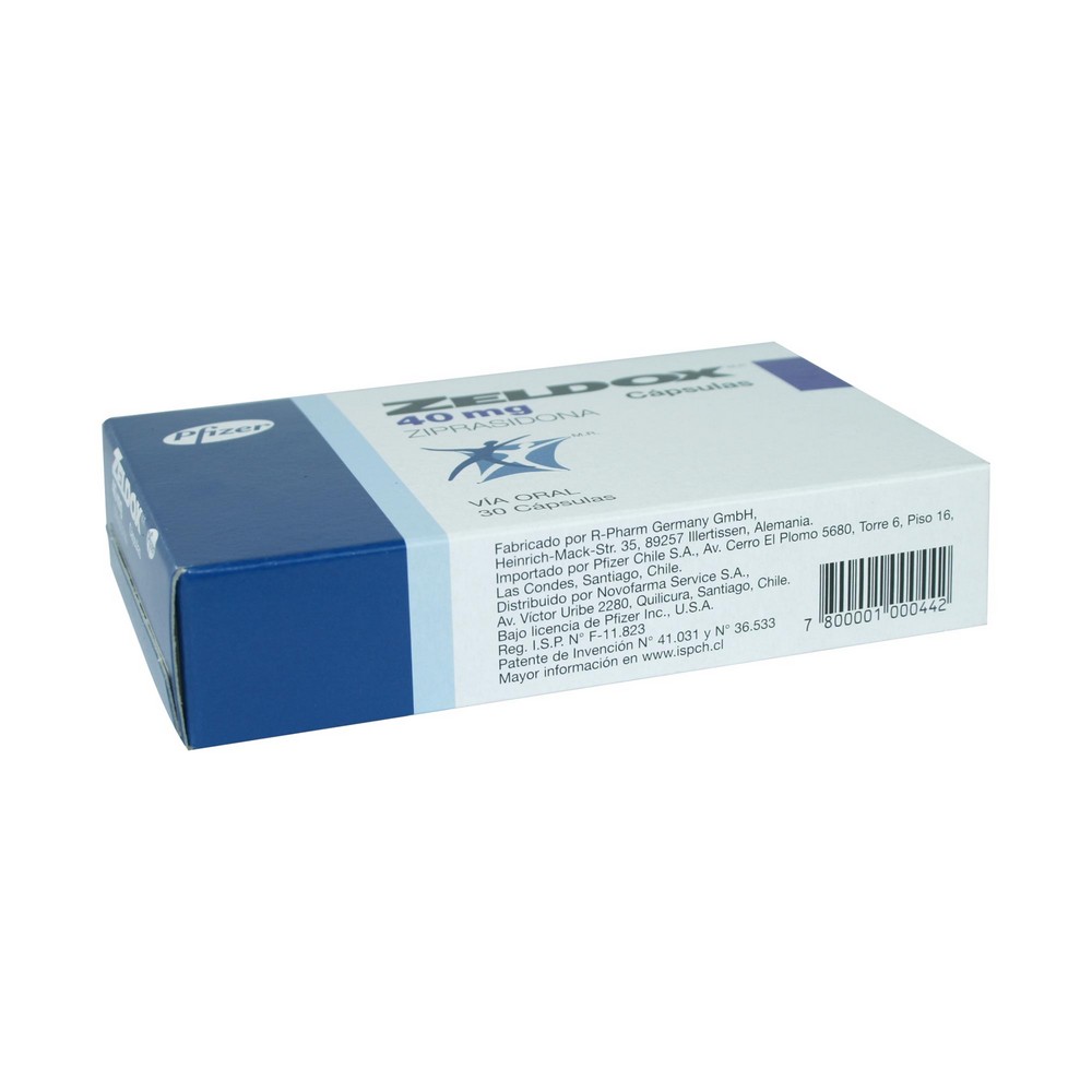 Zeldox Ziprasidona 40 mg 30 Cápsulas | Cruz Verde