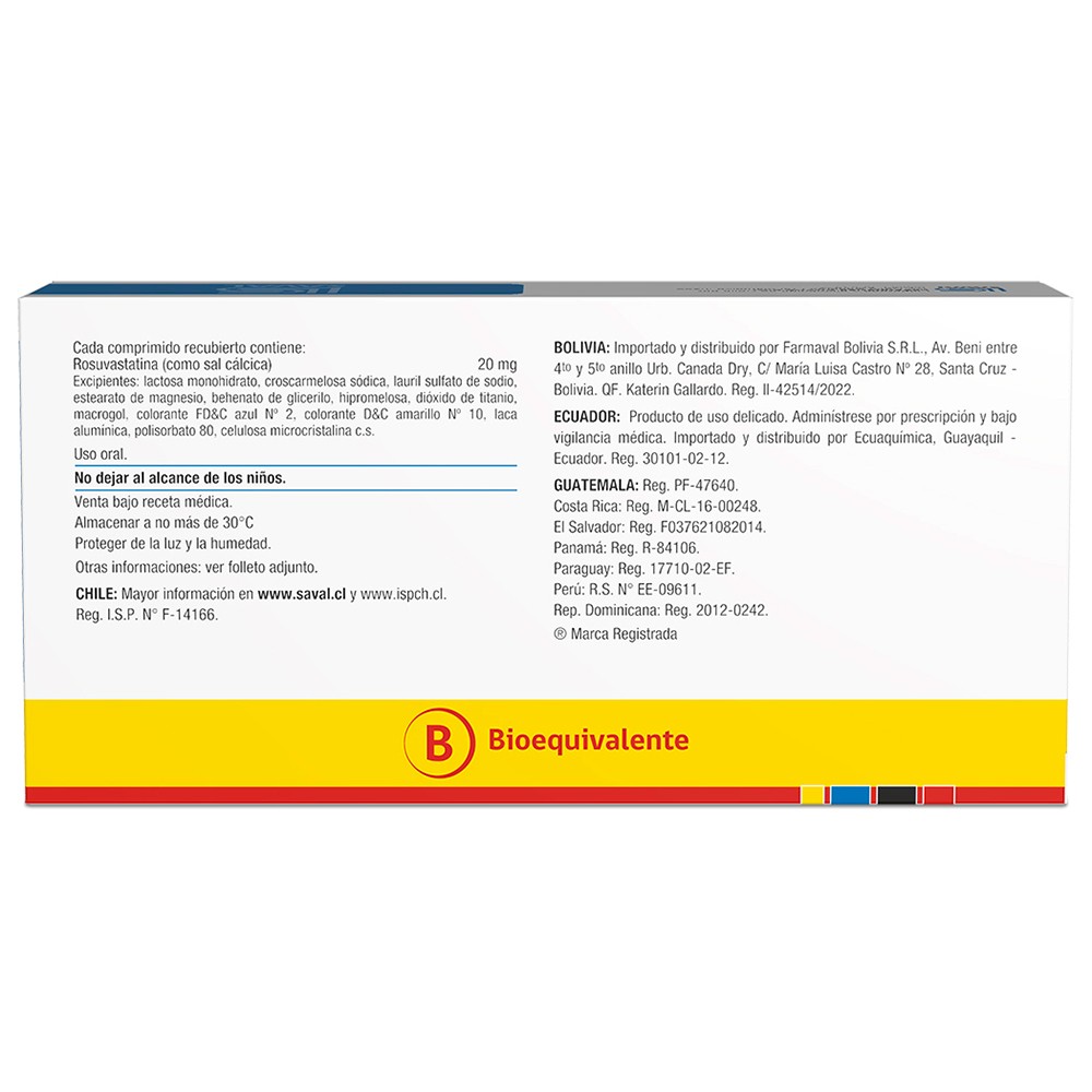 Rux Rosuvastatina 20 mg 30 Comprimidos Recubierto | Cruz Verde