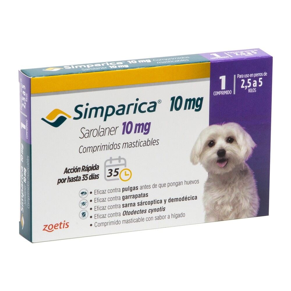 Simparica Saronaler 10 mg (2,5 a 5 kg) 1 Comprimido Masticable | Cruz Verde
