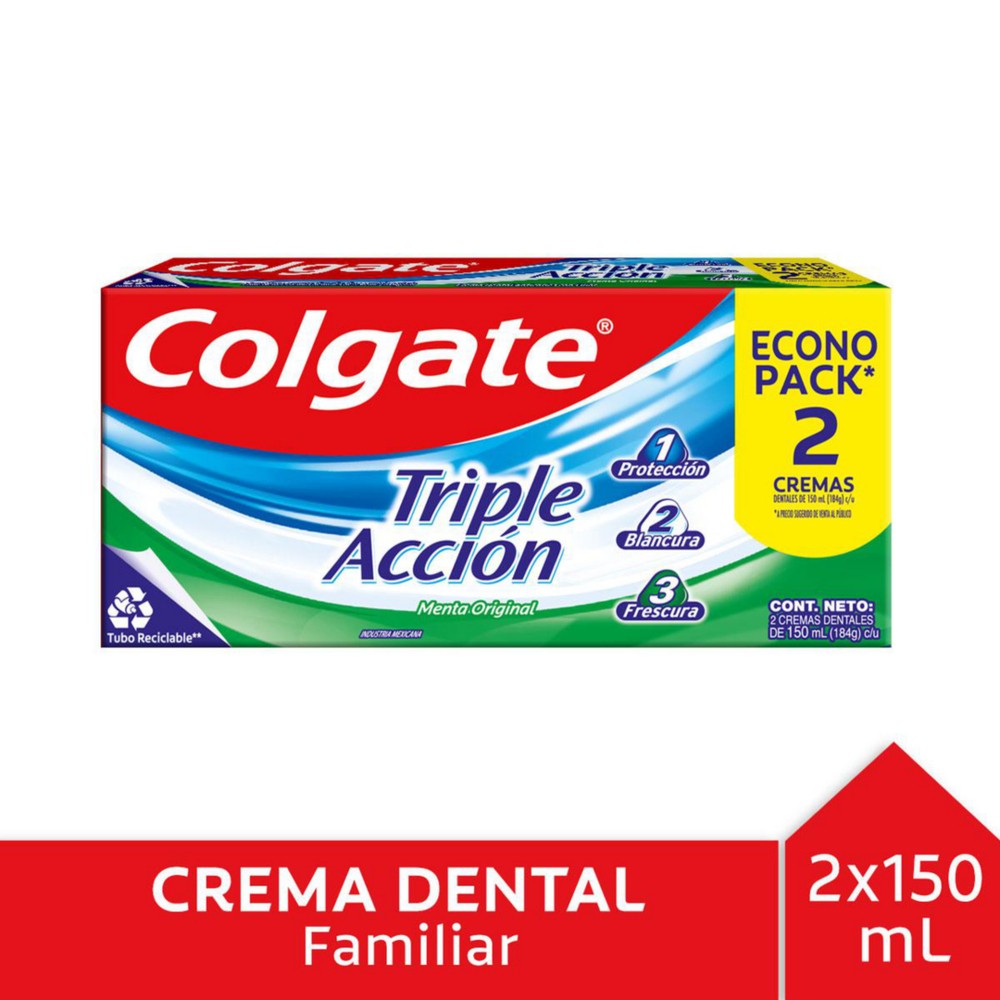 Pasta dental triple acción 150ml 2 Un | Cruz Verde