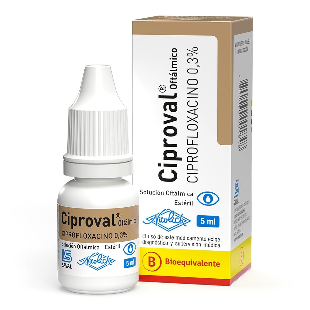 Ciproval Ciprofloxacino 0,3% Solución Oftálmica 5 mL