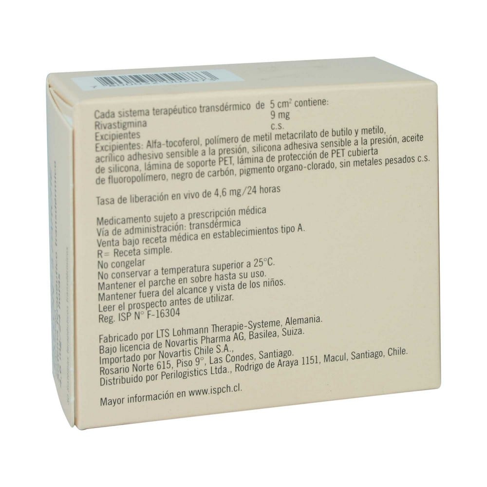 Exelon TTS Rivastigmina 4,6 mg 30 Parches | Cruz Verde
