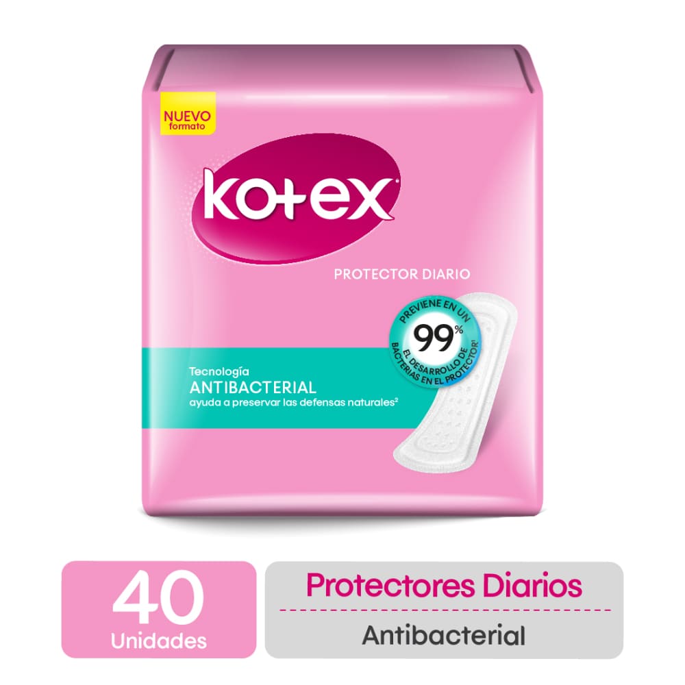 Protector Diario Kotex Antibacterial 40 un | Cruz Verde