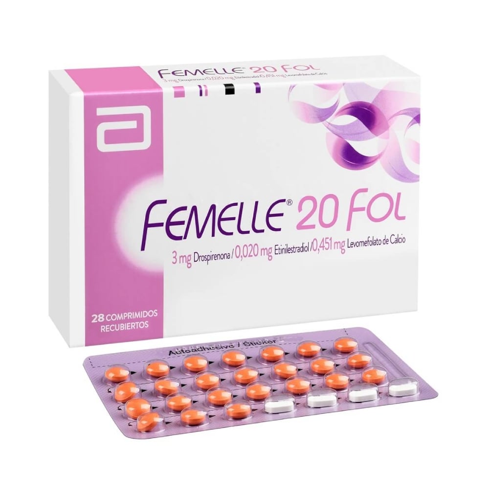 Femelle 20 Fol Drospirenona 3 mg Etinilestradiol 0,020 mg 28 Comprimidos Recubiertos - FarmaCompara