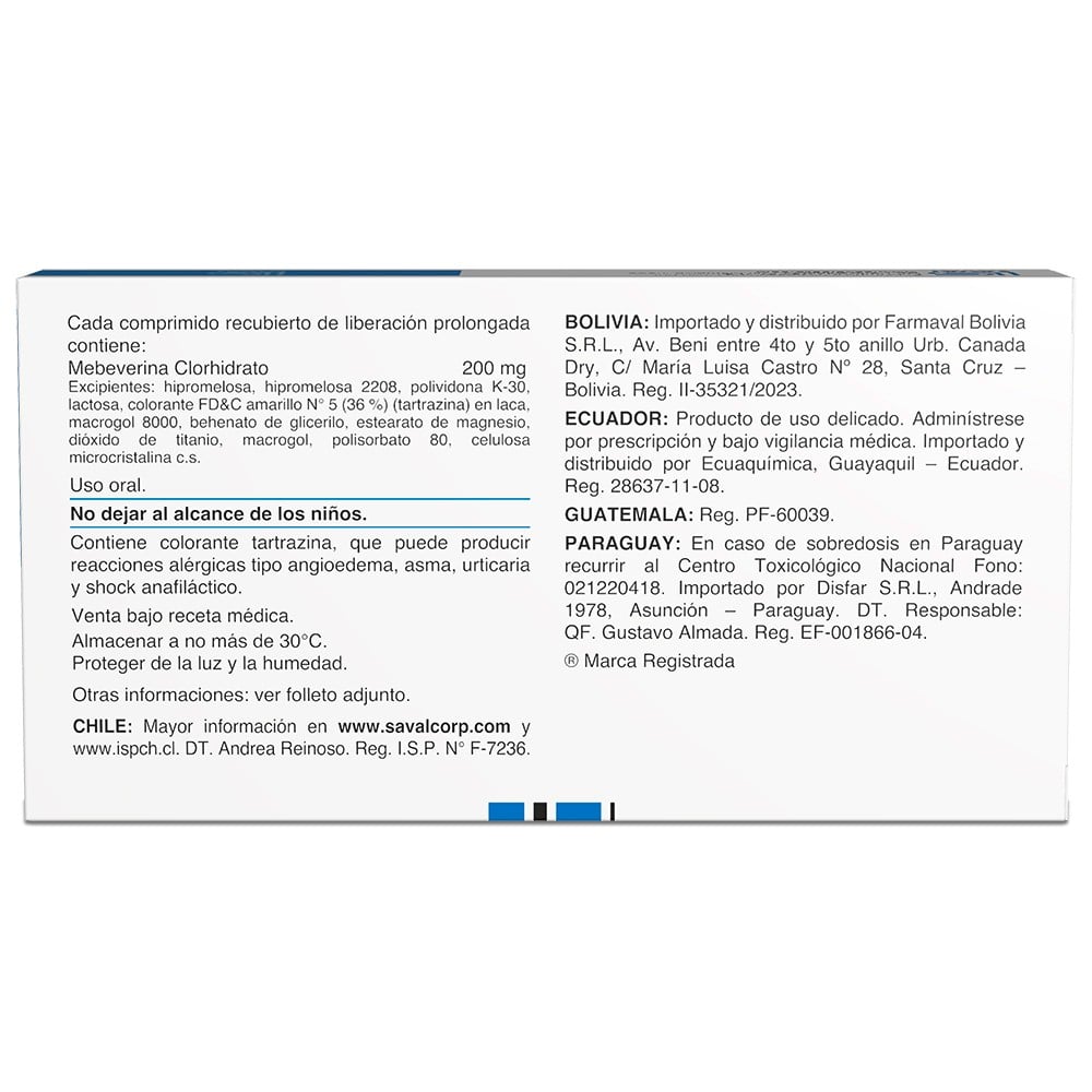 Doloverina Mebeverina 200 mg 20 Comprimidos de Liberación Prolongada ...