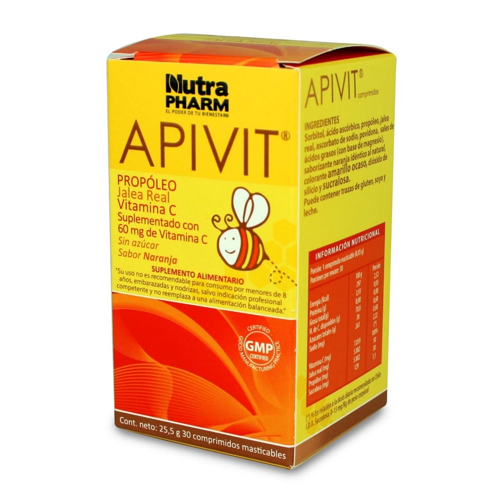 Apivit infantil Sabor Naranja Jalea Real 150,3 mg 30 Comprimidos | Cruz ...